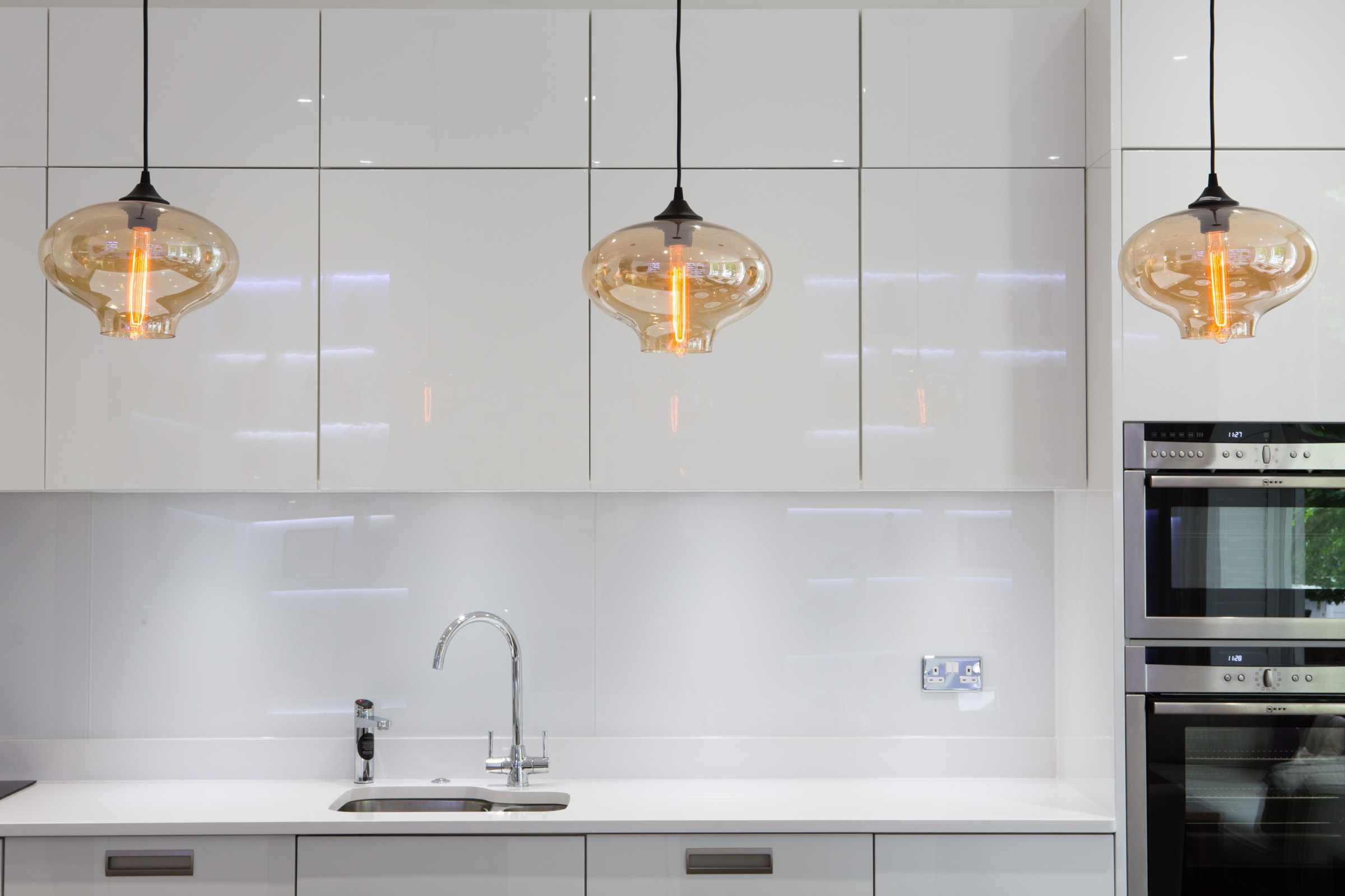 Hand blown glass feature pendant lights - G.A. Interiors